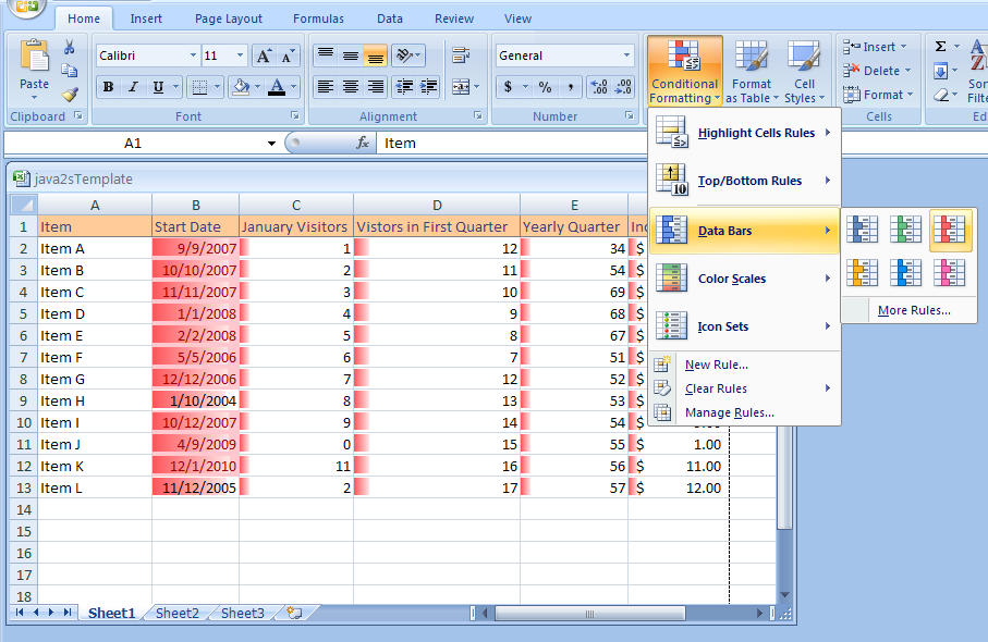 Applying Specialized Conditional Formatting Using Data Bars ... Applying Specialized Conditional Formatting Using Data Bars ...