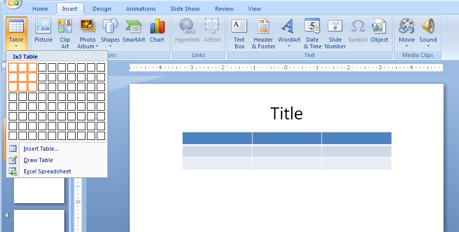 Table « Chart Table « Microsoft Office PowerPoint 2007 Tutorial Table « Chart Table « Microsoft Office PowerPoint 2007 Tutorial