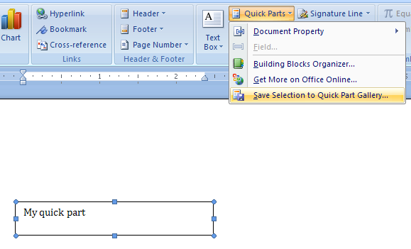 Create your own Quick Part : Building Block « Documentation « Microsoft ... Create your own Quick Part : Building Block « Documentation « Microsoft ...