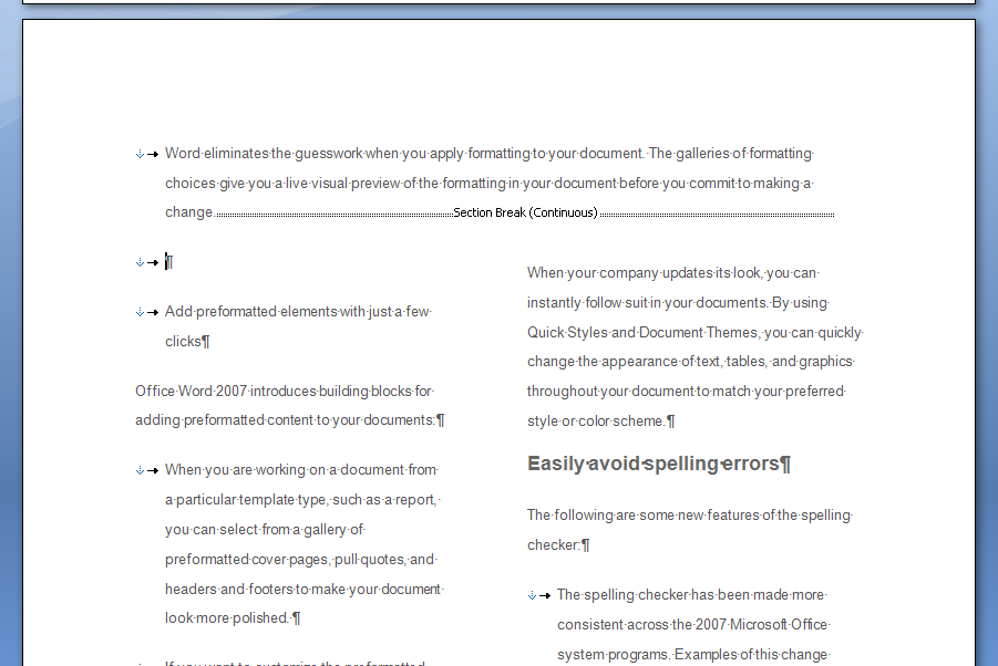 How To Combine Single And Two Column Formats On The Same Page