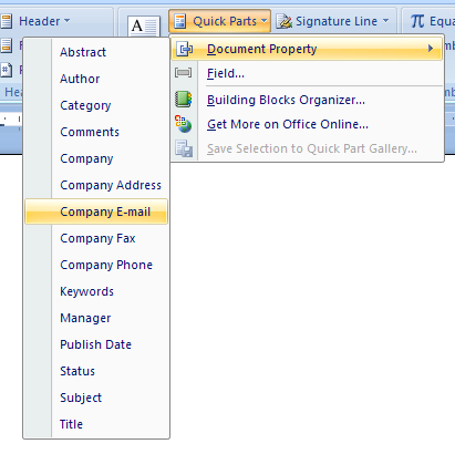 Insert A Building Block Using Quick Parts Building Block