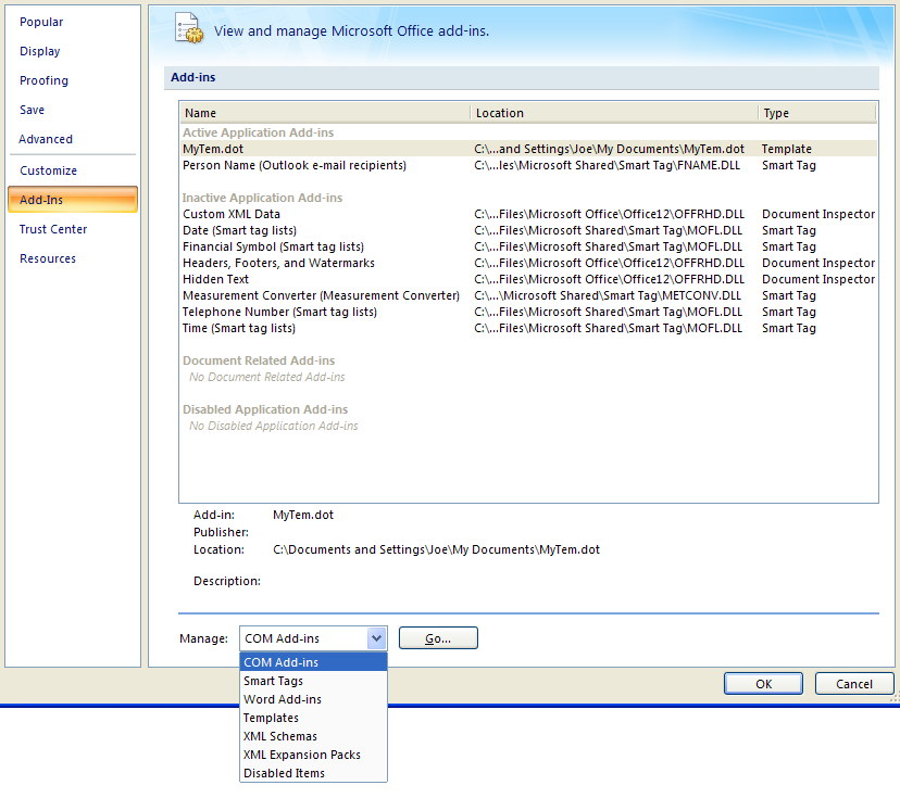 Open an add-in dialog box from Word Options : Word Add in « Controls ... Open an add-in dialog box from Word Options : Word Add in « Controls ...
