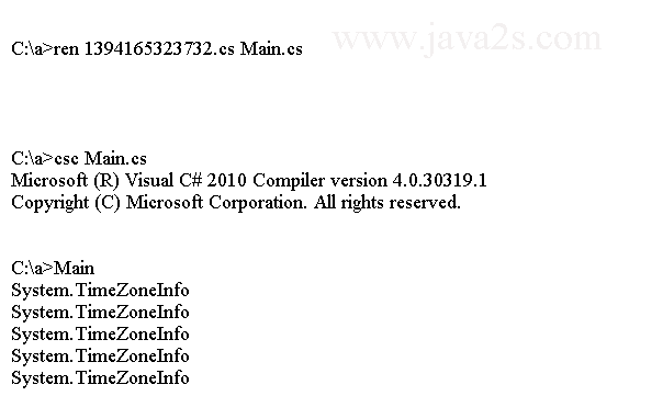 C Tutorial C TimeZoneInfo GetType