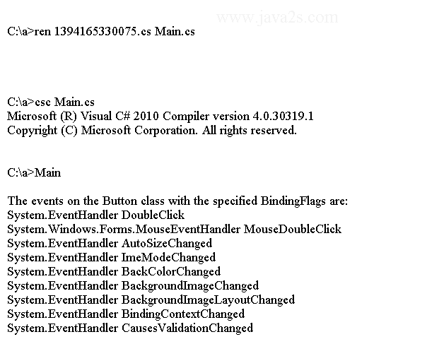 C Tutorial C Type Getevents Bindingflags