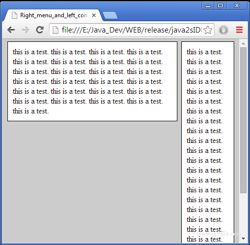 Right Menu And Left Content Layout In HTML And CSS