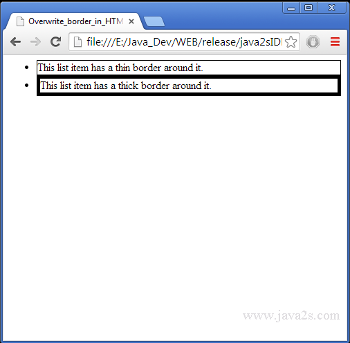 Overwrite Border In HTML And CSS