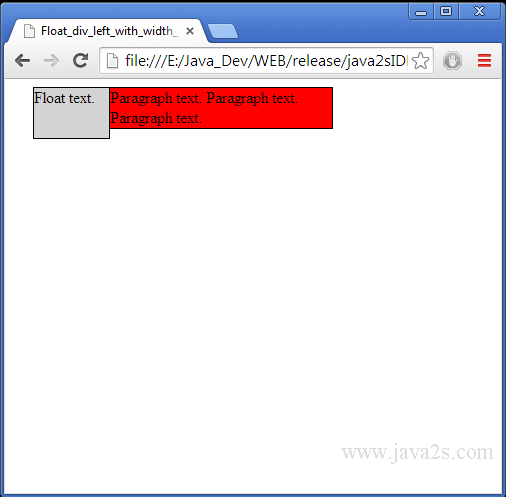 Float Div Left With Width And Height Settings In Html And Css