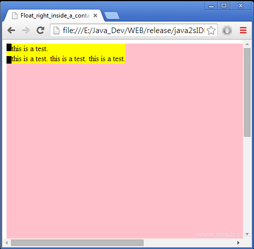 Float Right Inside A Container In Html And Css