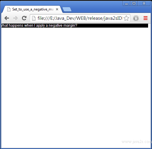 Set To Use A Negative Margin In HTML And CSS
