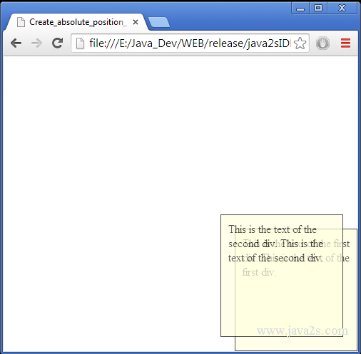 Create Absolute Position With Bottom And Right To Create Offset In Html And Css