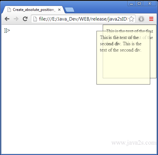 Create Absolute Position With Top And Right To Create Offset In Html And Css