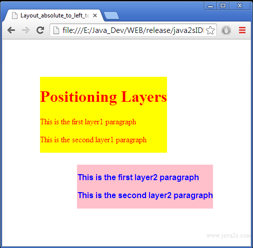 Layout absolute to left top, and right bottom in HTML and CSS Layout absolute to left top, and right bottom in HTML and CSS