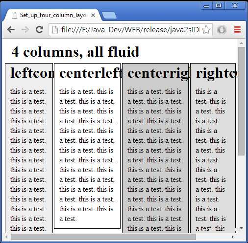 Set Up Four Column Layout In HTML And CSS