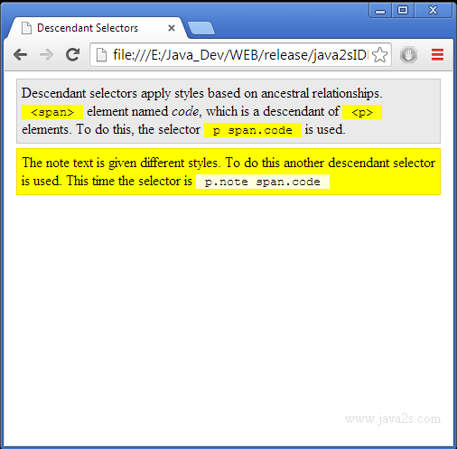 Select With Descendant Selectors In HTML And CSS