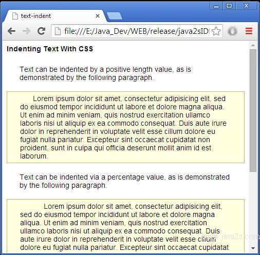 Set Text Indent To 10 In HTML And CSS