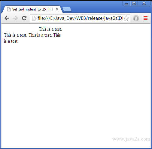 Set Text Indent To In Html And Css