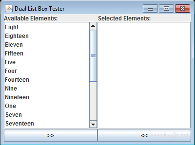 Java Tutorial Create A Dual JList Component In Java