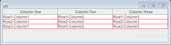 Java Tutorial - Change grid line color for JTable in Java Java Tutorial - Change grid line color for JTable in Java
