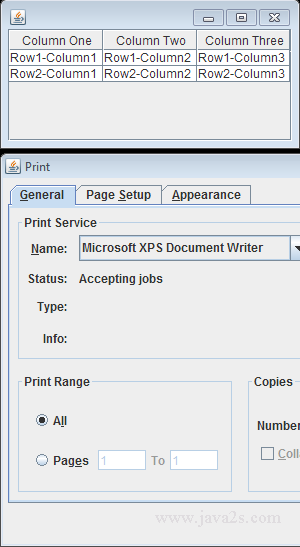 Java Tutorial Print A Jtable In Normal Mode In Java