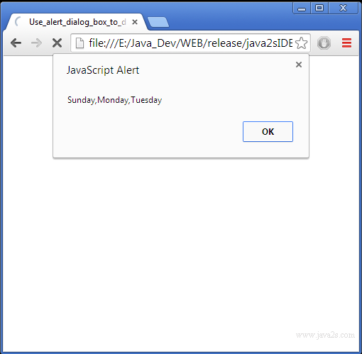 Use Alert Dialog Box To Display The Content Of An Array In Javascript