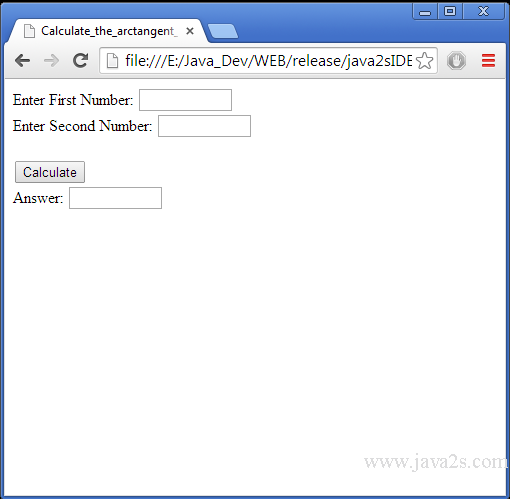 Calculate The Arctangent Of The Quotient Of Its Parameters In Javascript