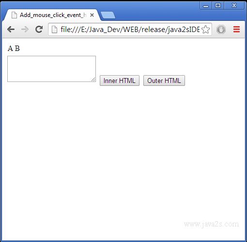 Add Mouse Click Event Handler To A Html Element In Javascript