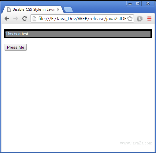Disable Css Style In Javascript In Javascript