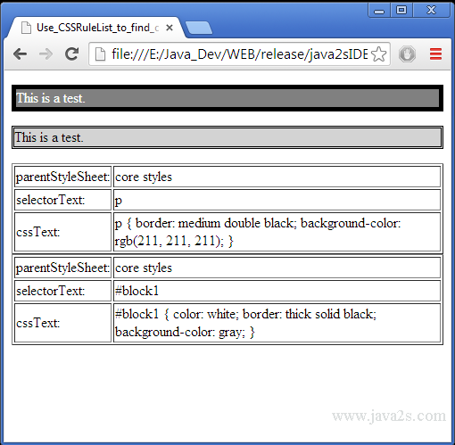 Use Cssrulelist To Find Out Each Rule In Javascript