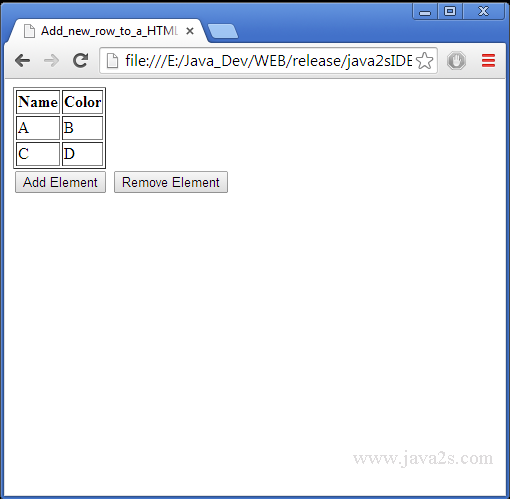 Add New Row To A Html Table In Javascript