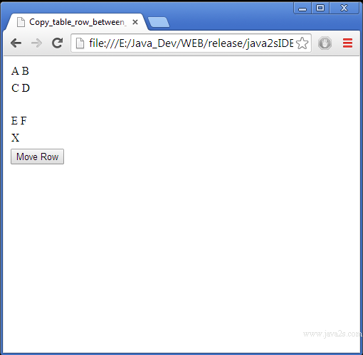 Copy Table Row Between Two Tables Using Innerhtml In Javascript