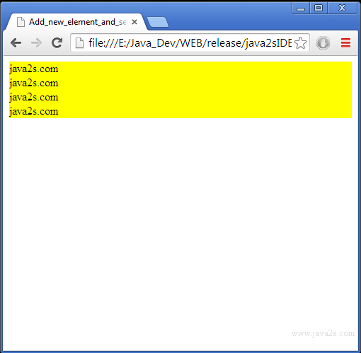 Add New Element And Set Css Property In Jquery