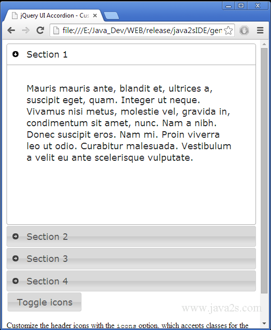 Build Jquery Ui Accordion Customize Icons In Javascript