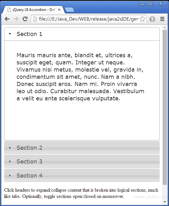 Build Jquery Ui Accordion Default Functionality In Javascript