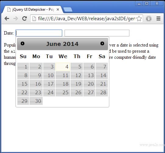 Build JQuery UI Datepicker Populate Alternate Field In JavaScript