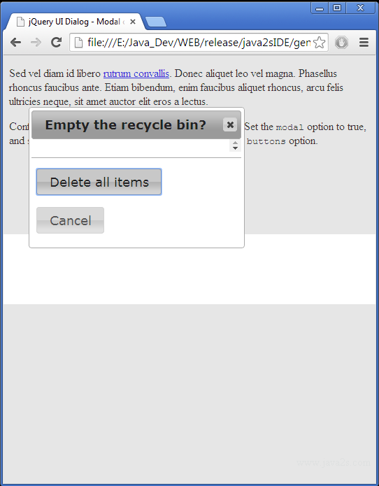 Build jQuery UI Dialog - Modal confirmation in JavaScript Build jQuery UI Dialog - Modal confirmation in JavaScript