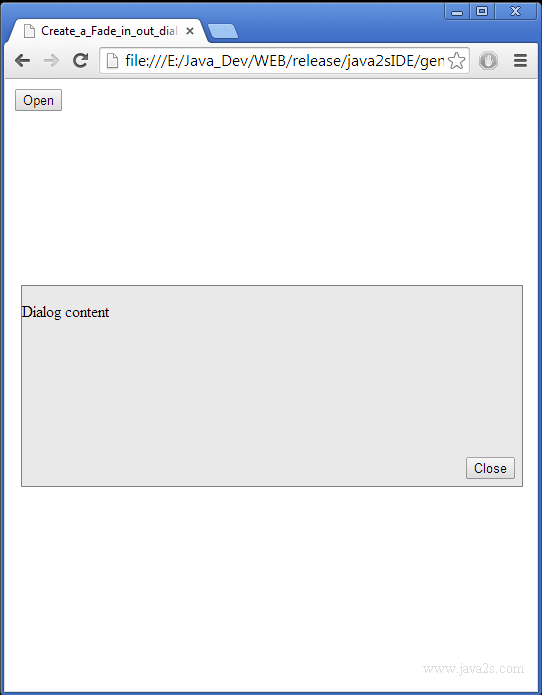 Create A Fade In Out Dialog In Javascript