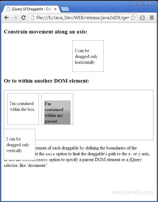 Build JQuery UI Draggable Constrain Movement In JavaScript