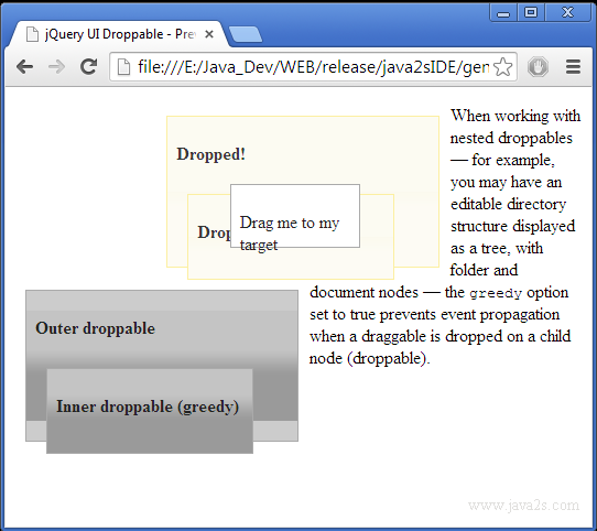 Build jQuery UI Droppable - Prevent propagation in JavaScript Build jQuery UI Droppable - Prevent propagation in JavaScript
