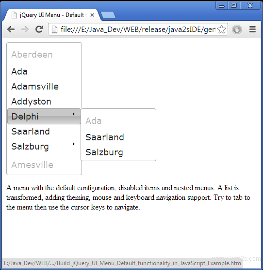 Build Jquery Ui Menu Default Functionality In Javascript