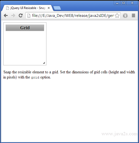 Build JQuery UI Resizable Snap To Grid In JavaScript