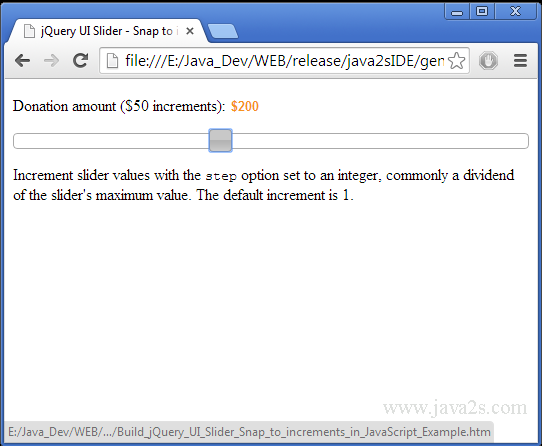 Build Jquery Ui Slider Snap To Increments In Javascript