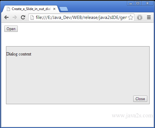 Create A Slide In Out Dialog In Javascript