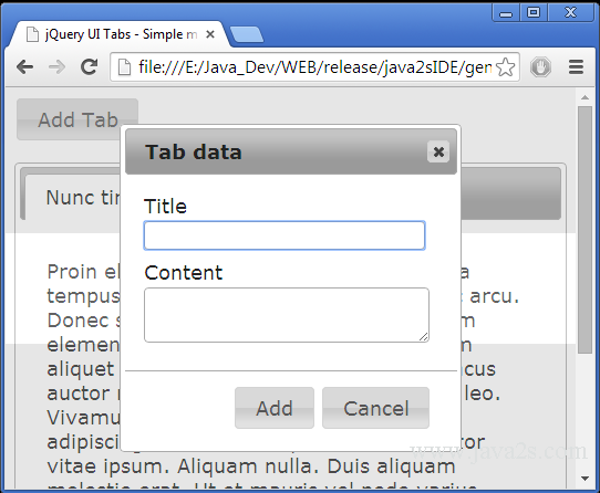 Build Jquery Ui Tabs Simple Manipulation In Javascript