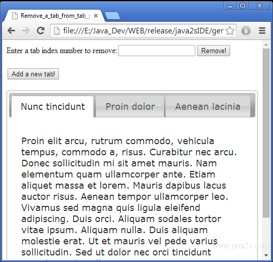 Remove A Tab From Tab Panel In JavaScript