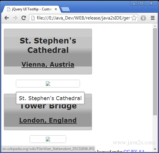 Build JQuery UI Tooltip Custom Content In JavaScript