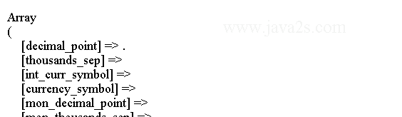PHP Localeconv Function